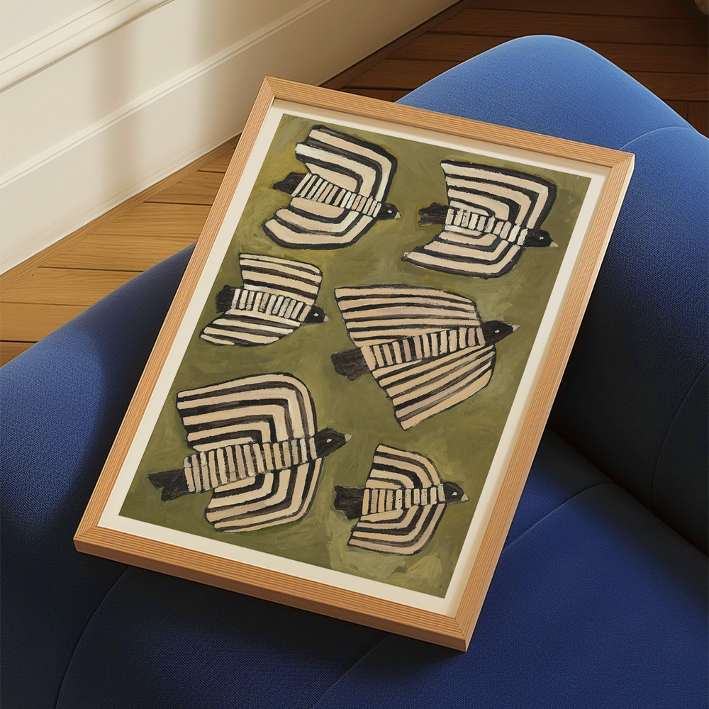 Six Striped Birds Print – ALEX'S